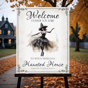 Editable Vintage Witch Halloween Welcome Sign Gothic Halloween Custom ...
