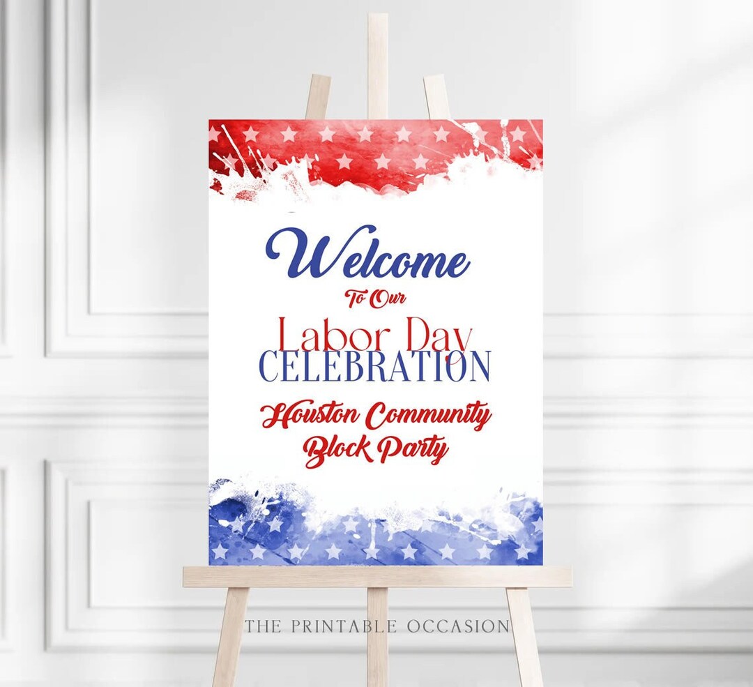 Labor Day Party Welcome Sign Template Editable Printable Labor Day ...