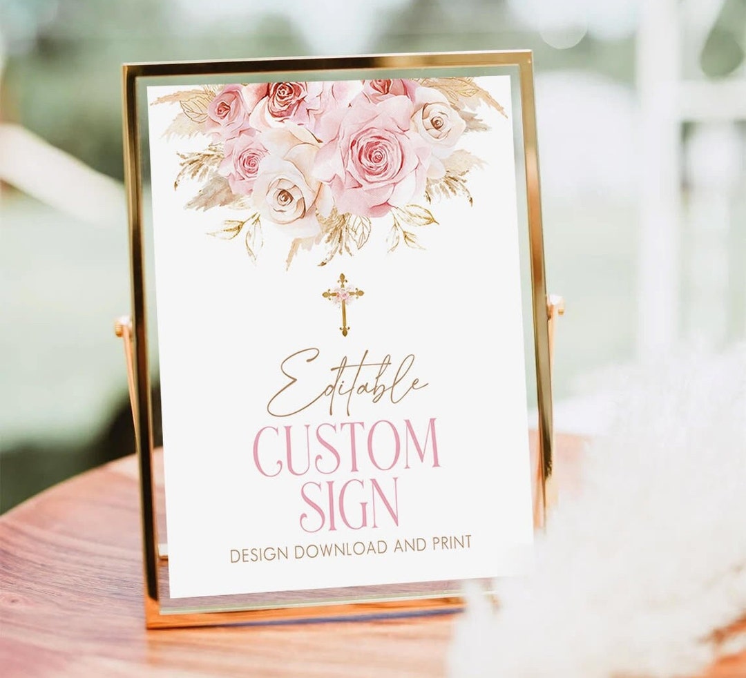 Editable Custom Sign, Baptism Custom Sign, Christening Custom Sign ...