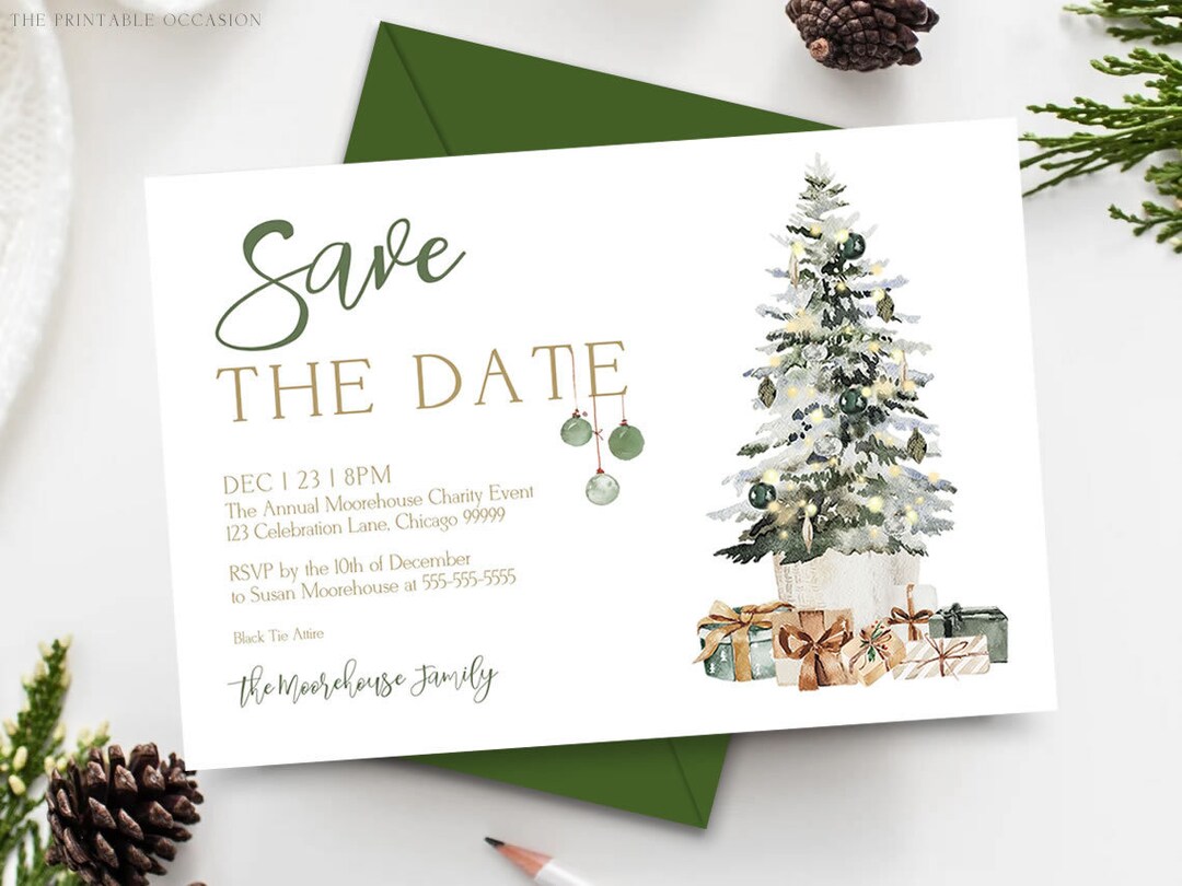 Editable Save the Date Card Template Christmas Holiday Party - Etsy