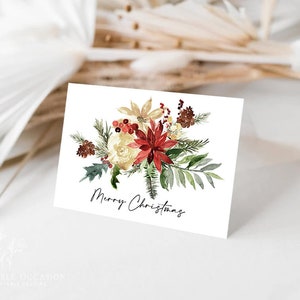 EDITABLE Folded Poinsettia Christmas Card Poinsettia Greeting Card ...