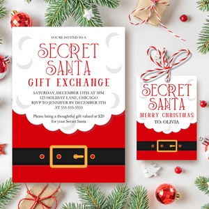 Editable Secret Santa Invitation Template Christmas Gift Exchange ...