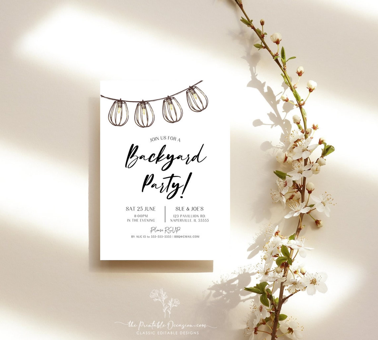 EDITABLE Rustic Backyard Party Invitation Template Backyard - Etsy