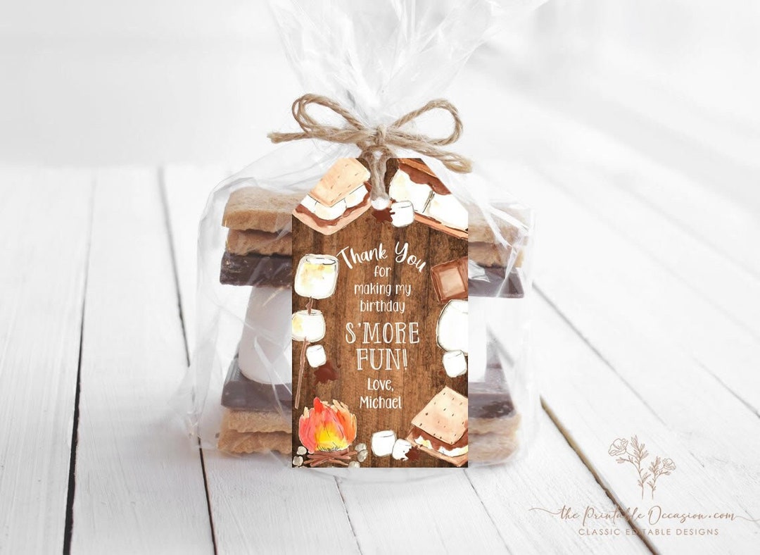 Rustic Smores Thank You Tags Editable Favor Tags Smore Fun - Etsy