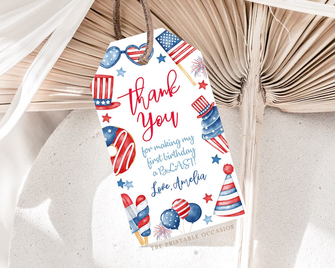 EDITABLE Labor Day Birthday Gift Tag Template, Labor Day Favor Tags ...