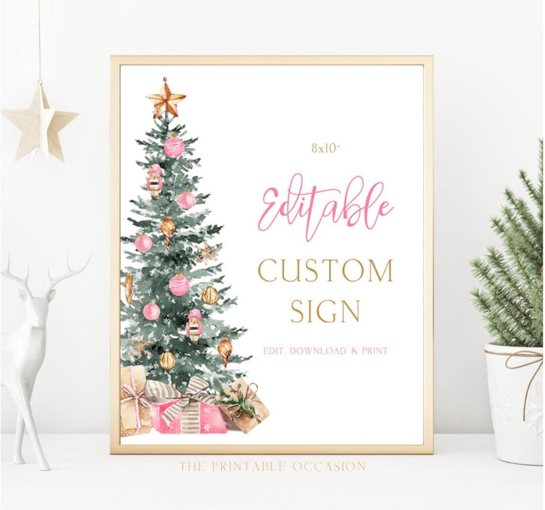 Editable Christmas Custom Sign, Printable Christmas Tree Sign Template ...