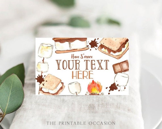 Smores Food Tents Editable Smores Food Tents Cards Birthday Baby Shower ...