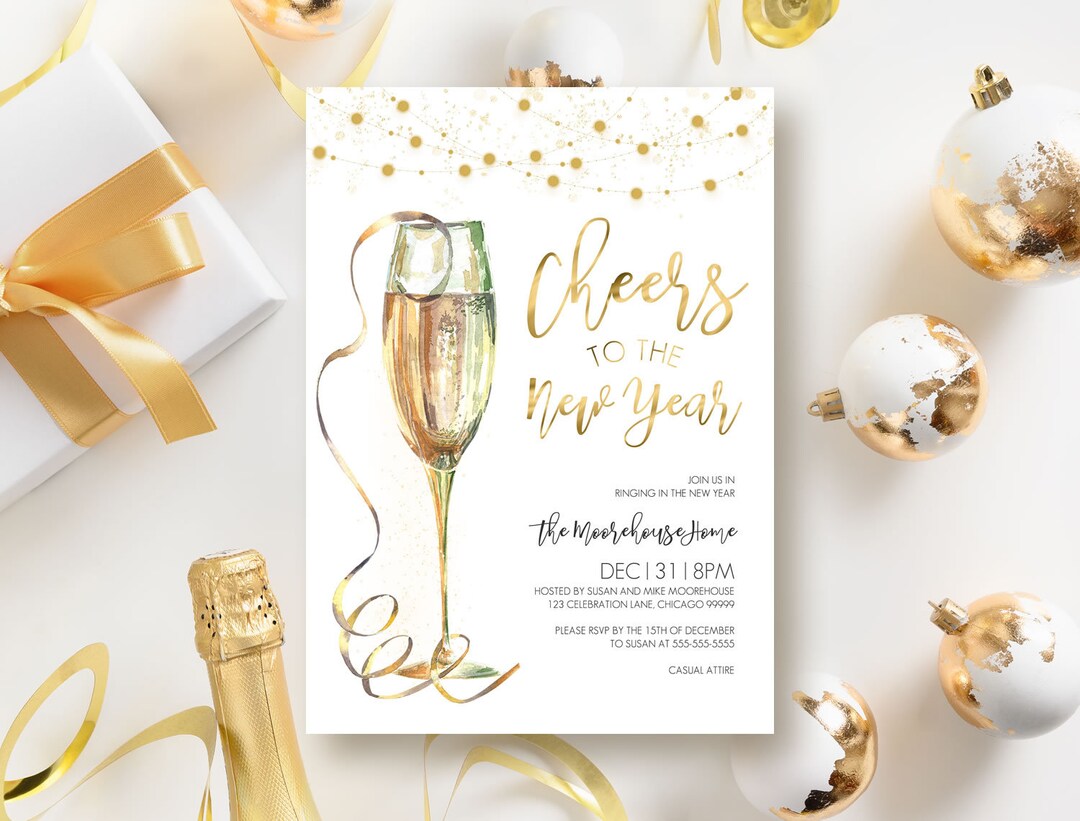EDITABLE New Years Party Invitation, Cheers to the New Year, Printable ...