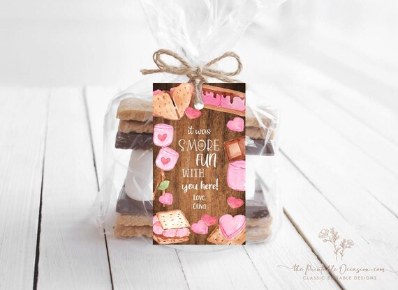 Rustic Pink Smores Birthday Thank You Tags Favor Tags Rustic Smore Fun ...