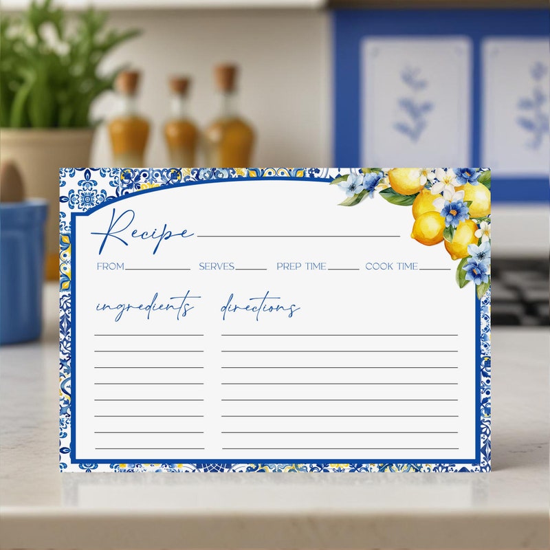 Amalfi Themed Recipe Card - Etsy