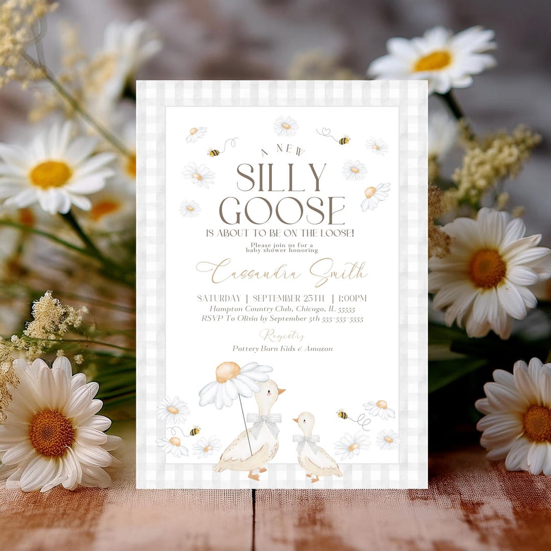 Silly Goose Baby Shower Invitation Gender Neutral Beige Baby Shower ...