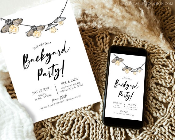 Backyard Party Invitation Template BBQ Party Invitation - Etsy