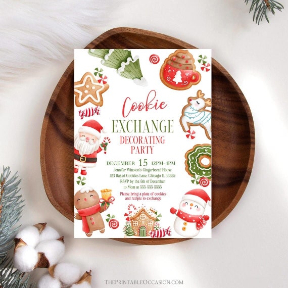 Christmas Cookie Exchange Invitation Template, Cookie Exchange ...