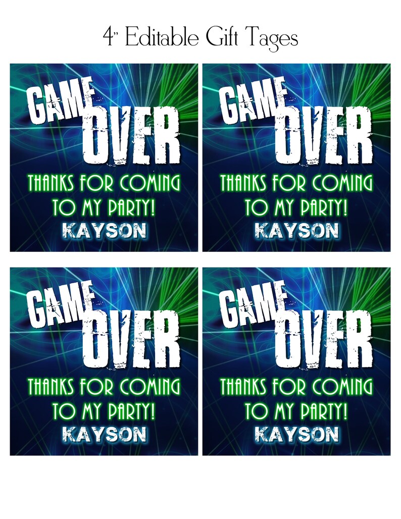EDITABLE Laser Tag Gift Tags 3 or 4 Laser Tag - Etsy