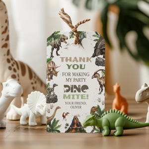 Editable Dinosaur Birthday Favor Tag Dino Mite Gift Tags Dino 2nd ...