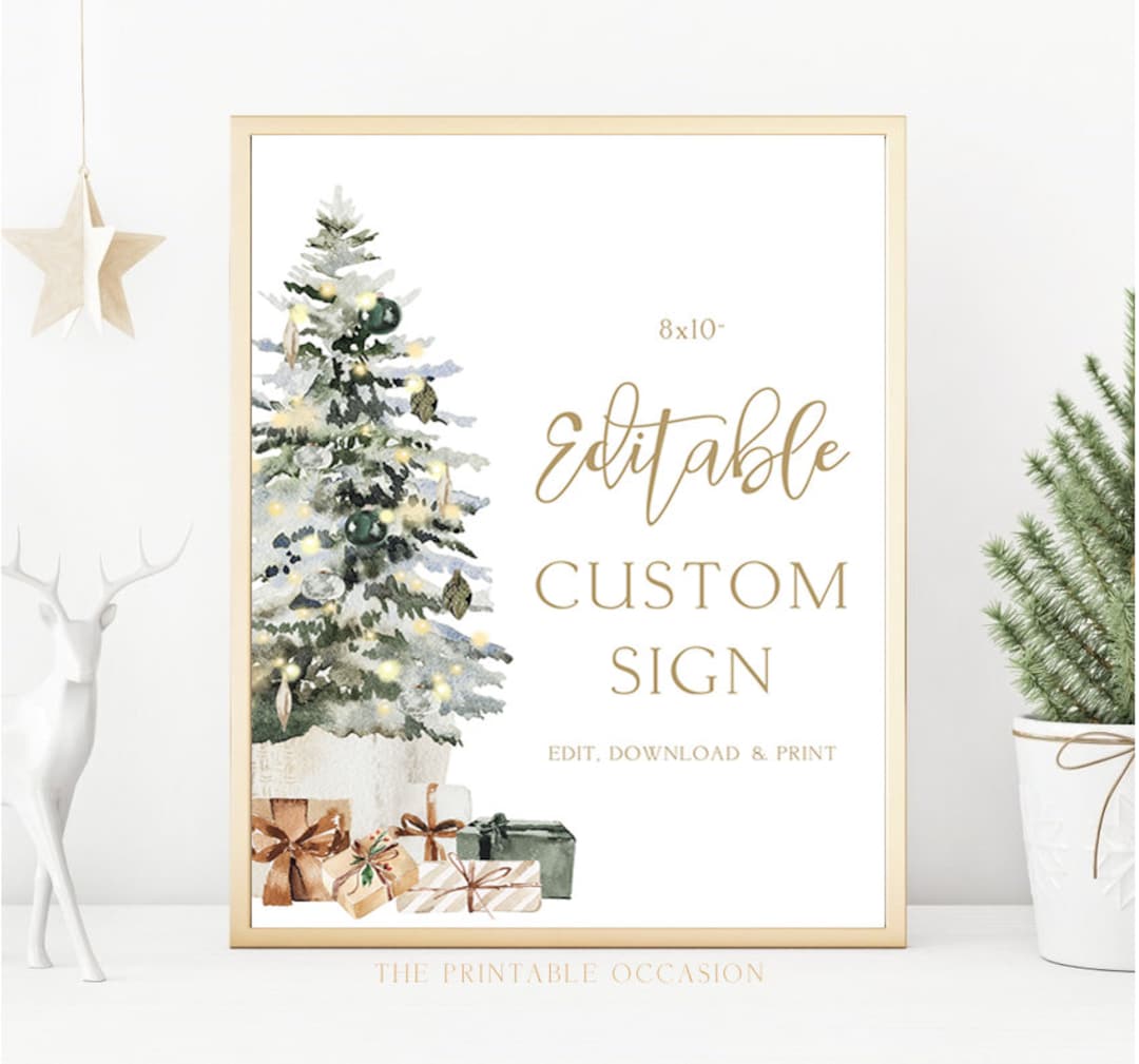 Editable Christmas Custom Sign, Printable Christmas Sign Template, 8x10 ...