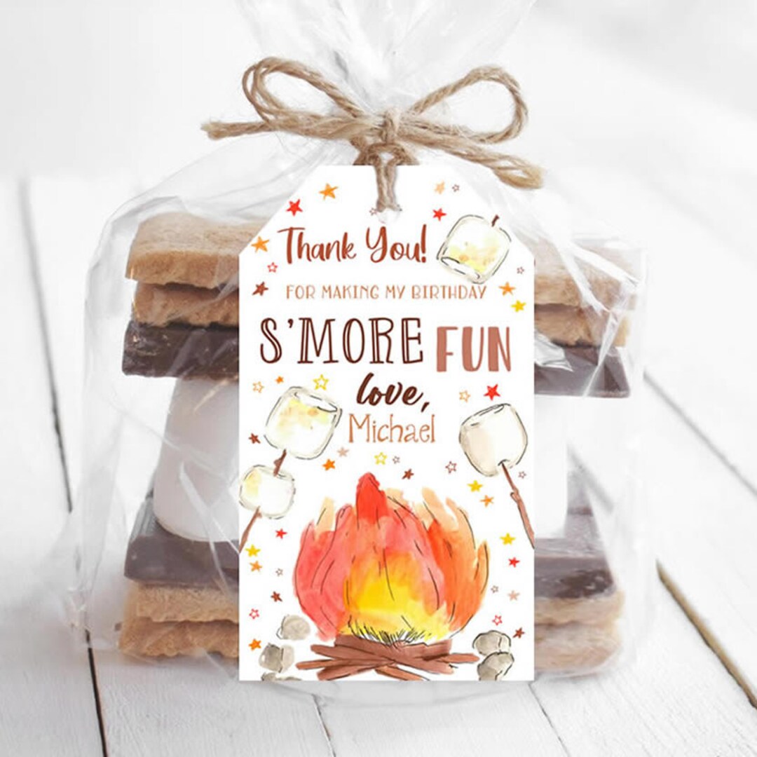 Smores Birthday Thank You Tags Templates Favor Tags Printable Smore Fun ...