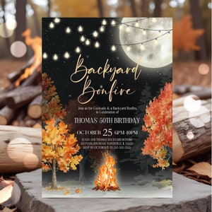Fall Birthday Bonfire Invitation Fall Bonfire Party Invitation Template ...