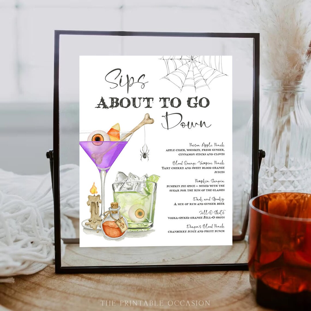 Halloween Pick Your Poison Bar Menu Template Printable Sips Going Down ...