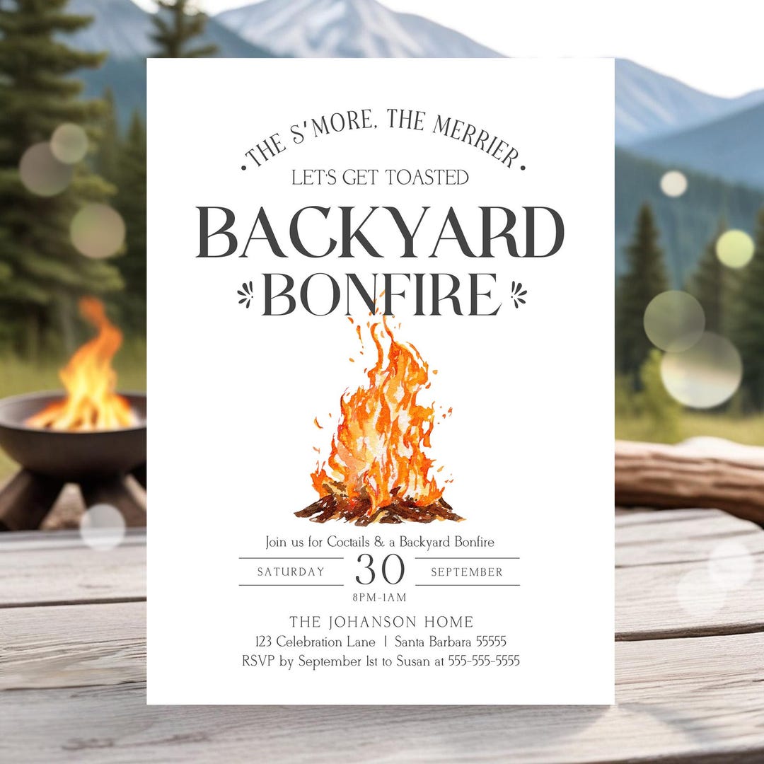 Editable Bonfire Party Invitation Template Bonfire Birthday Party ...