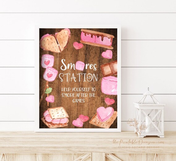 Rustic Smores Table Sign Template Editable Smores Party Food Sign ...
