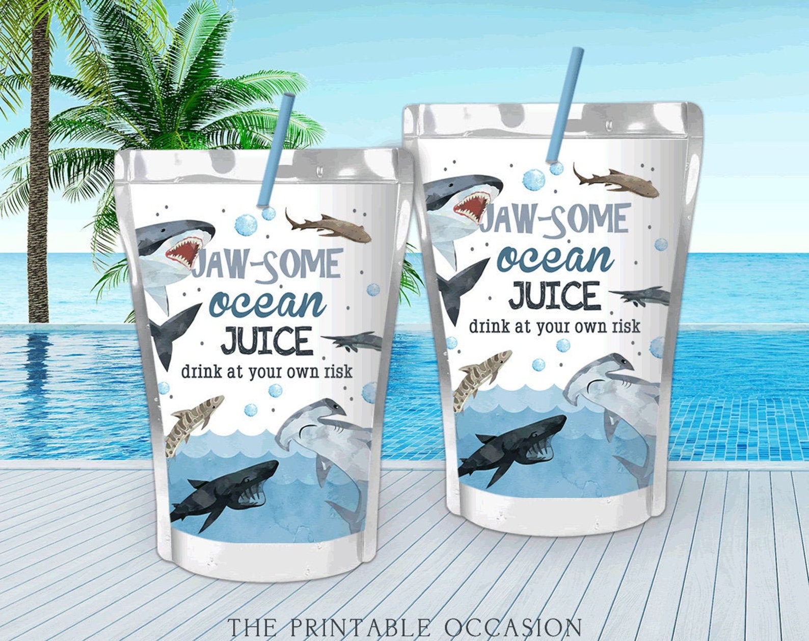 SALE Shark Juice Pouch Labels Printable Shark Juice Pouch - Etsy