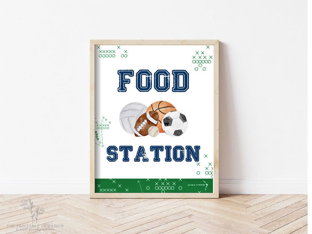 Printable Sports Food Station Sign, All Sports Food Station Sign, All ...