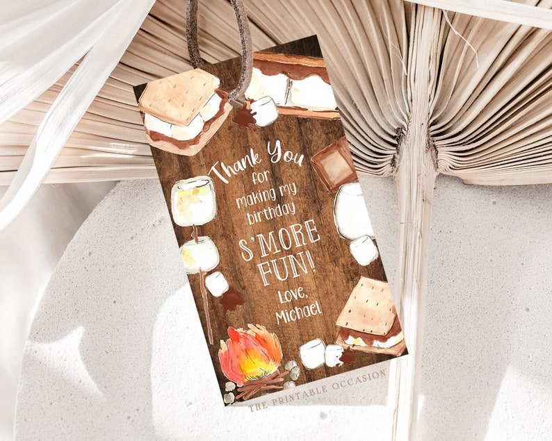 Rustic Smores Birthday Thank You Tags Favor Tag Rustic Smore Fun Smores ...