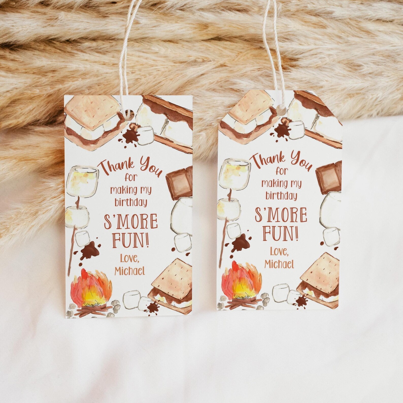 Smores Birthday Thank You Tags Favor Tags Smore Fun Smores Party ...