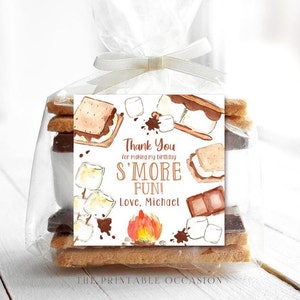 Editable Smores Birthday Thank You Tags Smore Favor Tags Smore Fun ...
