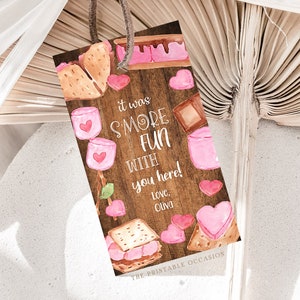 Rustic Pink Smores Birthday Thank You Tags Favor Tags Rustic Smore Fun ...
