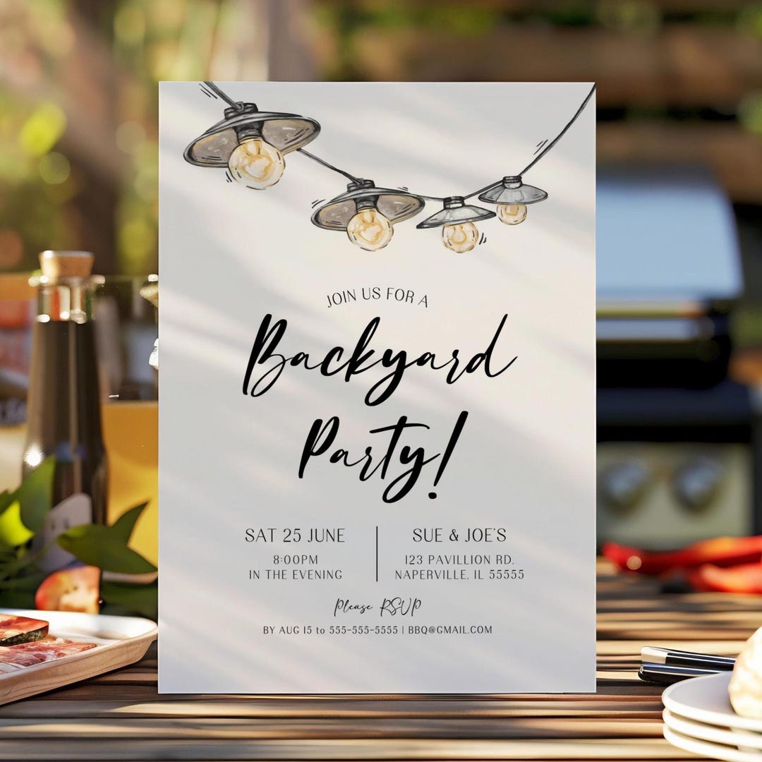 Backyard Party Invitation Template BBQ Party Invitation Bonfire Invite ...
