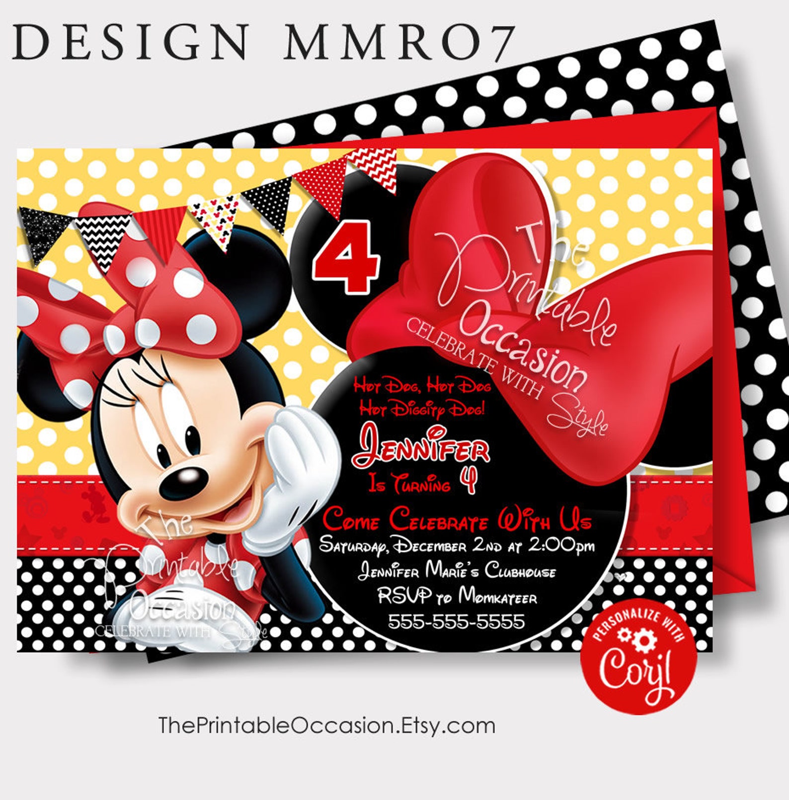 Minnie Mouse Red Invitation
