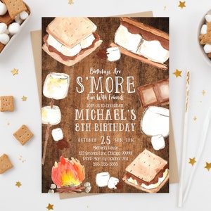 Smores Birthday Invitation Template Rustic Smores Bonfire Birthday ...