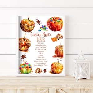 Editable Caramel Apple Bar Menu Sign Candy Apple Bar Sign Caramel Apple ...