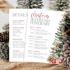 Christmas Itinerary Template Printable Holiday Itinerary Schedule ...