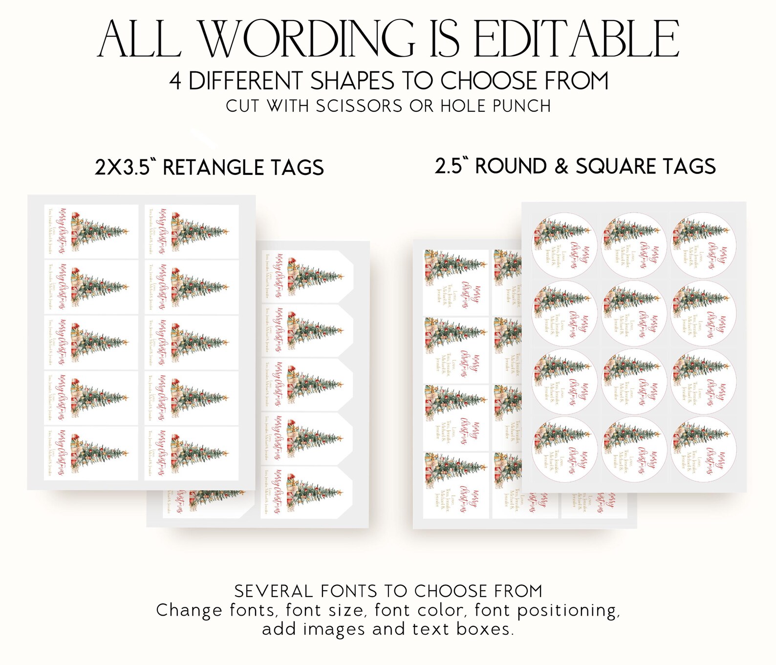 Editable Christmas Favor Tags Holiday Gift Tags Merry Christmas Holiday ...