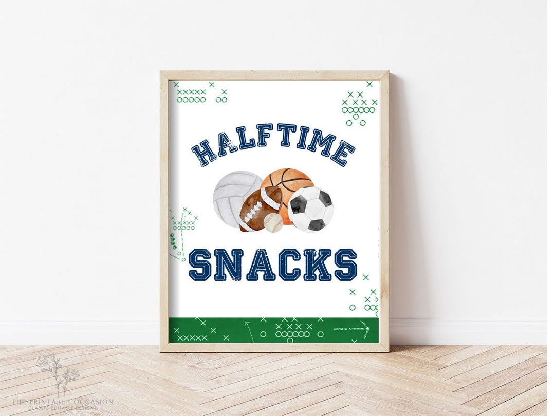 Sports Snacks Sign, All Sports Halftime Snacks Sign All Sports Birthday ...