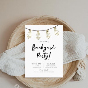EDITABLE Rustic Backyard Party Invitation Template, BBQ Invitation ...
