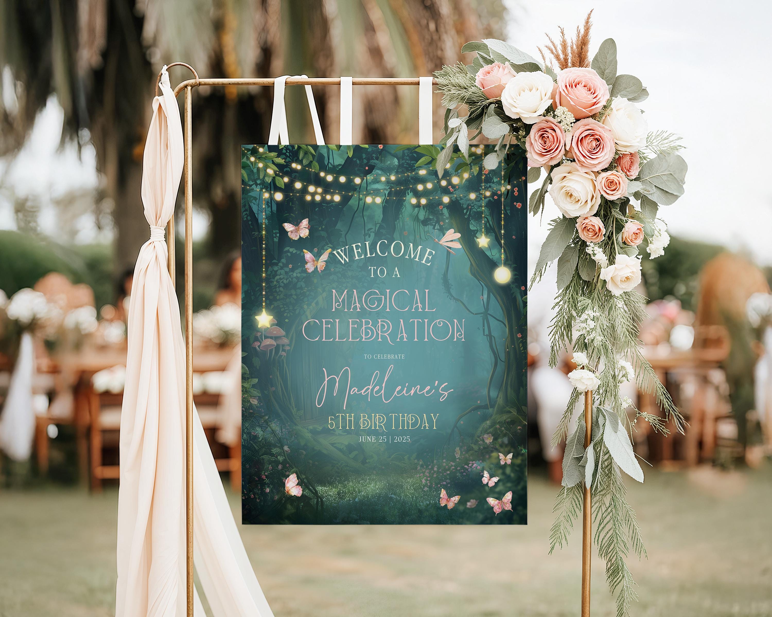 Editable Enchanted Forest Birthday Welcome Sign Fairy Garden Party ...