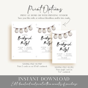 EDITABLE Rustic Backyard Party Invitation Template, Backyard Barbecue ...