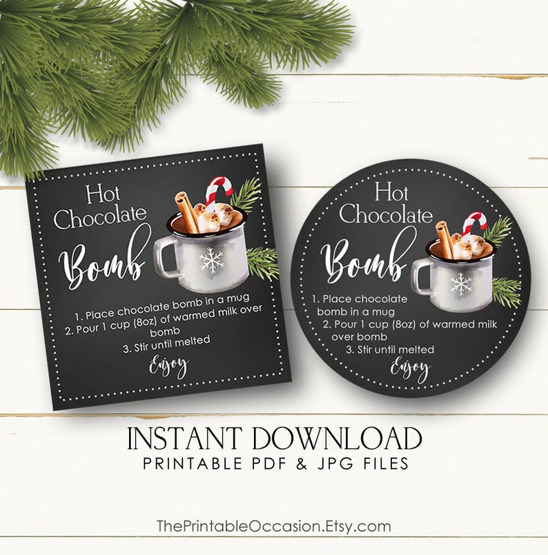 Hot Chocolate Bomb Tag Christmas Hot Chocolate Bomb Tag Winter | Etsy