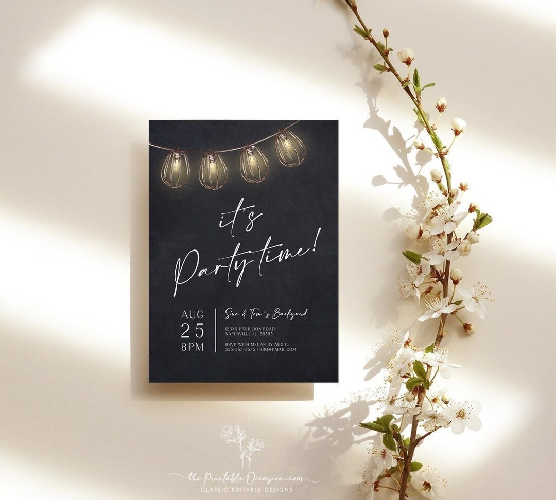 It's Party Time Invitation Template, Adult Party Invitation, Backyard ...