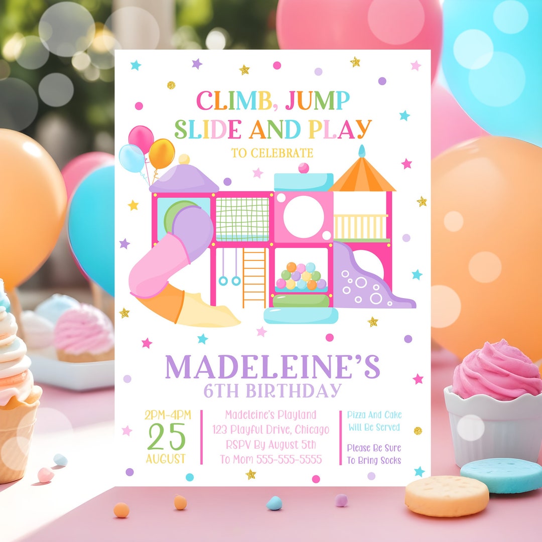 Playground Birthday Party Invitation Editable Jungle Gym Party Indoor ...