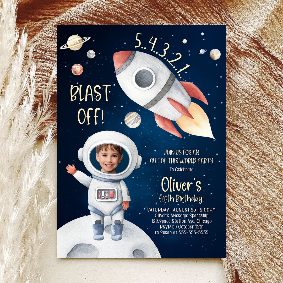 Outer Space Birthday Invitation Editable Galaxy Blast off Invite First ...