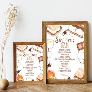 Editable Smores Bar Menu Sign Smores Bar Sign Smores Menu Sign S'mores ...