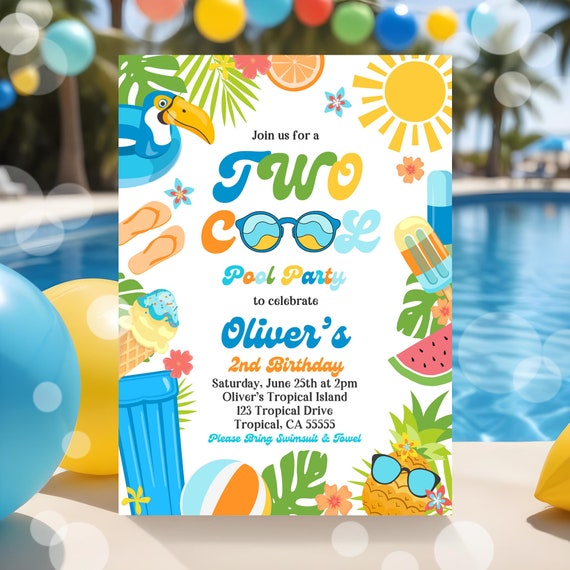 Cool Invites Birthday Cool Pool Party | Swimming Birthday Invitation