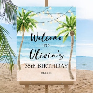 Beach Party Welcome Sign Template Lets Celebrate Beach Invite Printable ...