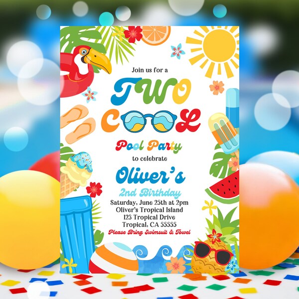 Two Cool Party Invitation - Etsy