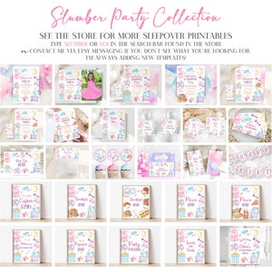 Editable Slumber Party Birthday Invitation Bundle Printable Sleepover ...